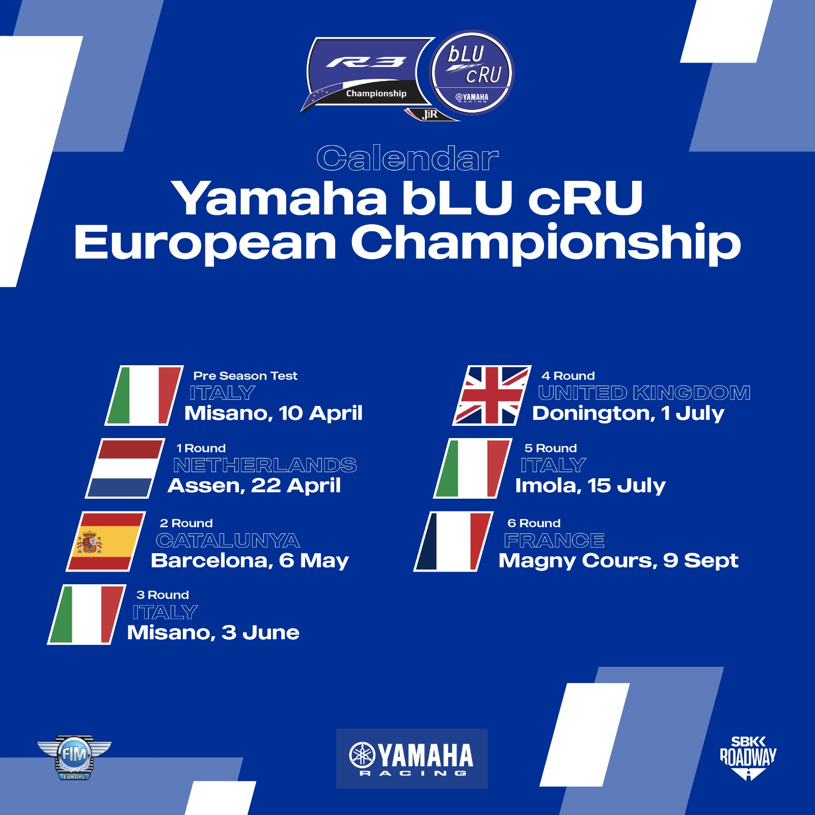 Full Calendar Announced for Yamaha bLU cRU European Championship | Yamaha Racing